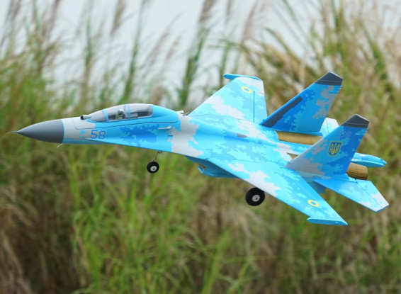 XFLY (PNF) Sukhoi Su-27 Flanker (Blue) w/Twin 50mm 12 Blade EDF Fans ...