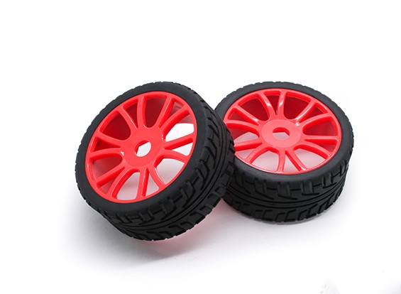 HobbyKing 1/8 Scale RX Rally Y-Spoke Wheel/Tire 17mm Hex (Red)