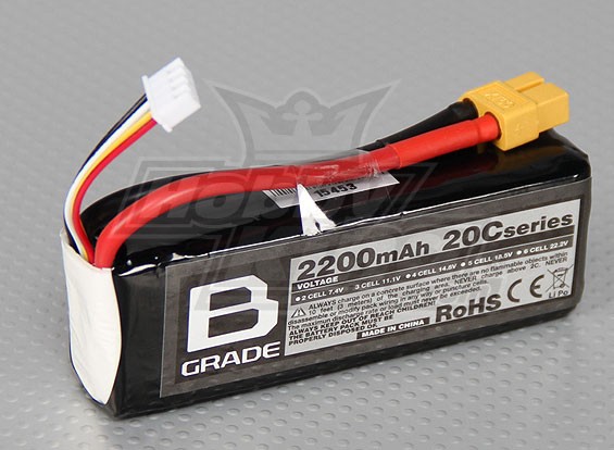 B-Grade 2200mAh 3S 20C Lipoly Battery