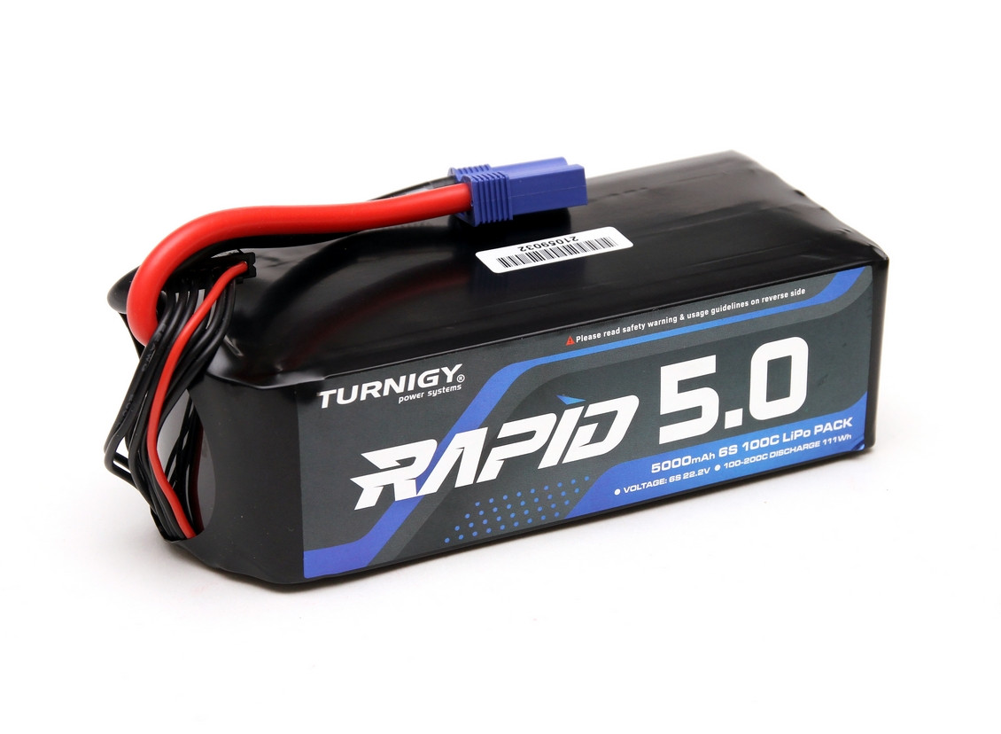 Turnigy Rapid 5000mAh 6S (22.2V) 100C LiPo Battery Pack w/EC5 Connector | hobbyking