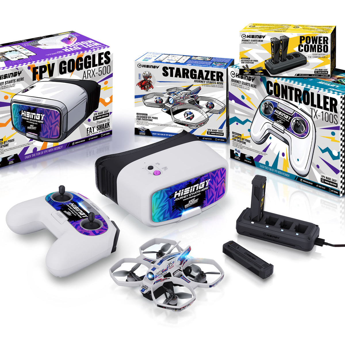 HISINGY Stargazer RTF FPV Drone Kit w/ Goggles + Radio + Power Combo ...
