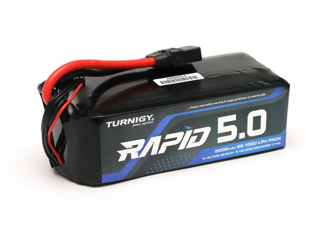Turnigy Rapid 5000mAh 6S (22.2V) 100C LiPo Battery Pack w/XT90 ...
