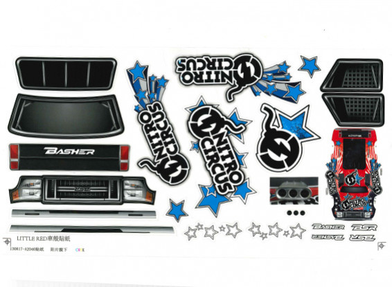 Pintados Shell corpo w / Decal - Basher 1/16 Mini Nitro Circus MT