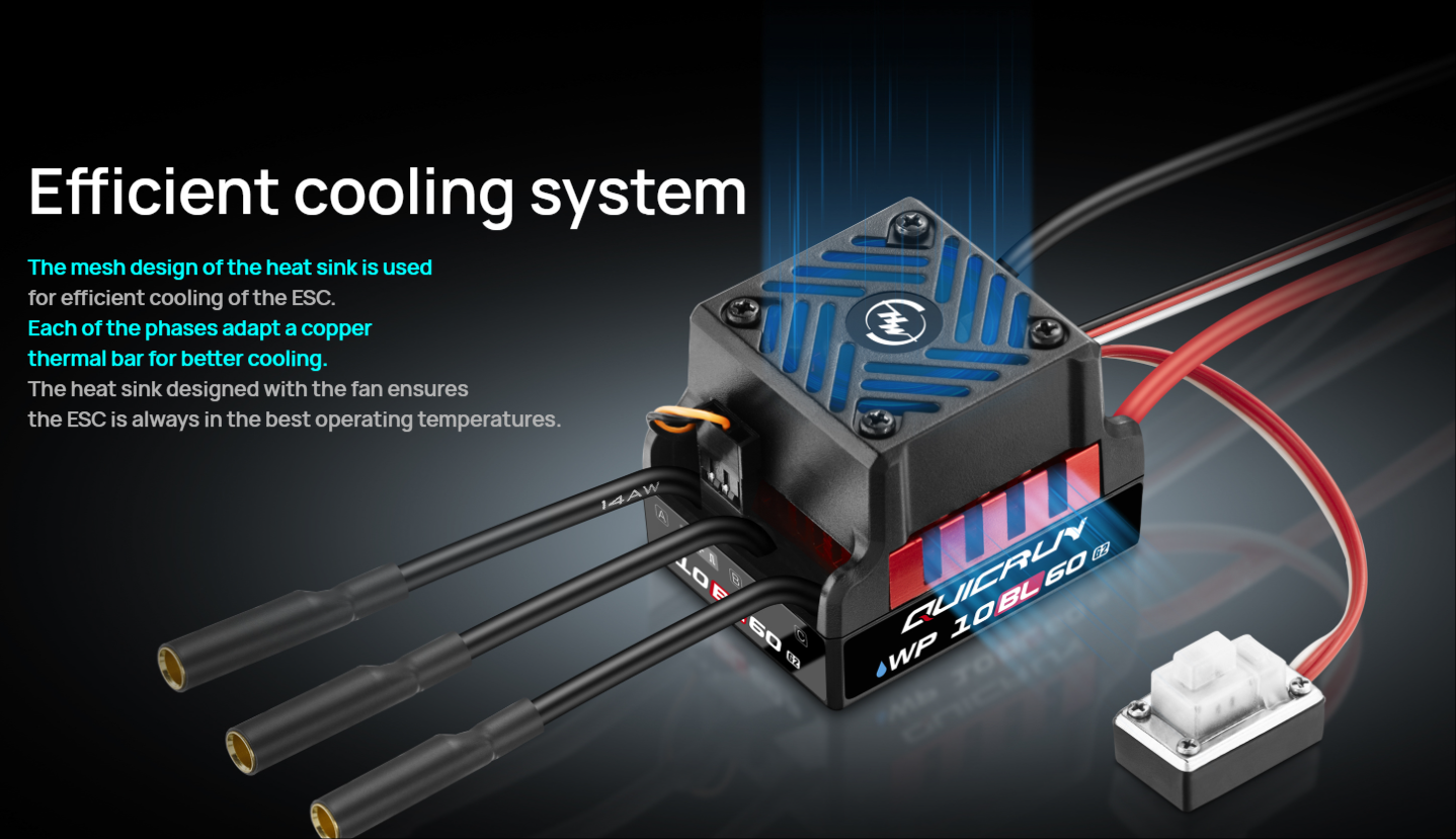Hobbywing QUICRUN WP-10BL60 G2 60A ESC 2-3S BEC Brushless FOR 1/10 RC ...